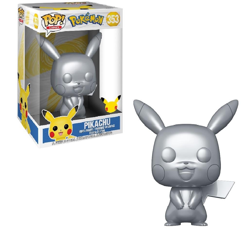 Funko Pop Pokemon 25Th Pikachu Silver Metallic - 10 Inc Büyük Boy 25cm ...