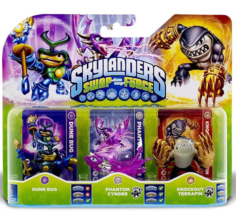 Skylanders Swap Force Dune Bug + Phantom Cynder + Knockout Terrafin ...